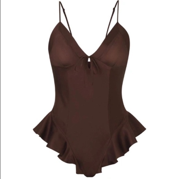 SKIMS | Intimates & Sleepwear | Skims Stretch Silk Teddy In Brown ...